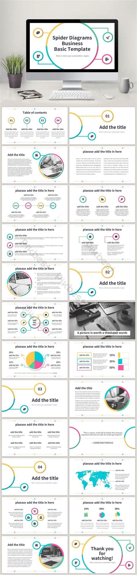 แผนภาพแมงมุม เทมเพลตพื้นฐานทางธุรกิจสีขาว เทมเพลต Powerpoint แบบ Pptx ดาวน์โหลดฟรี Pikbest