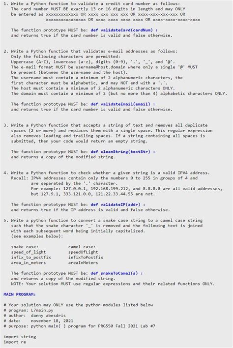 Solved 1 Write A Python Function To Validate A Credit Card