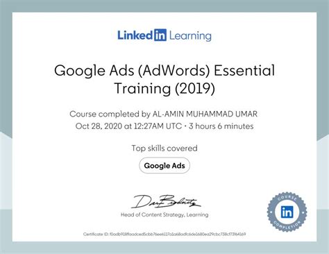 Al Amin Muhammad Umar On Linkedin Certificate Of Completion
