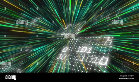 Binary Code And Data Streams In Digital Matrix Image Stock Photo Alamy