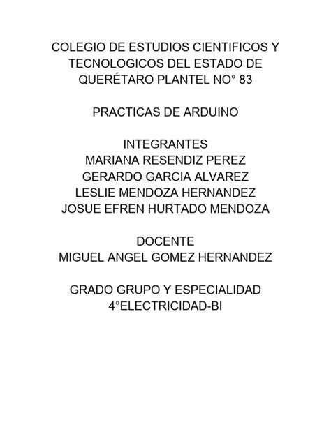 Practicas De Arduino Pdf Diodo Emisor De Luz Modelo De Color Rgb