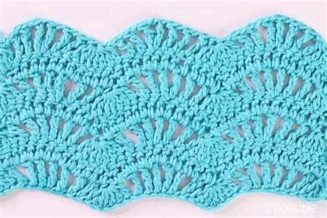 How To Crochet Feather And Fan Stitch Easy Wave Pattern Treasurie