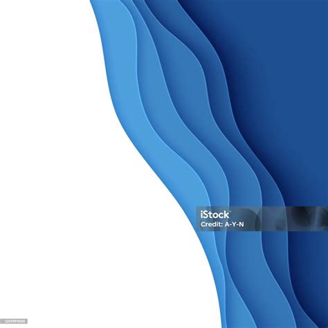 종이 컷 스타일의 파란색 추상적 배경입니다 세계 해양의 날 8 6 월 종이 물결 모양의 물 층 벡터 어스 스퀘어 포스터 템플릿 생태 브로셔 텍스트 장소가있는 프리젠 테이션