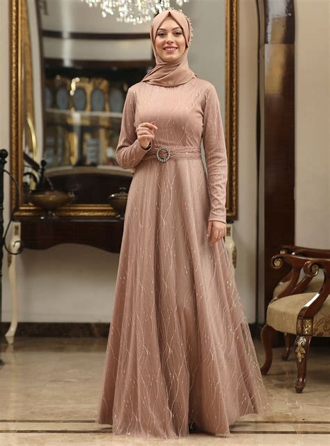 Lina Hijab Evening Dress Salmon In 2023 Evening Dresses Hijab