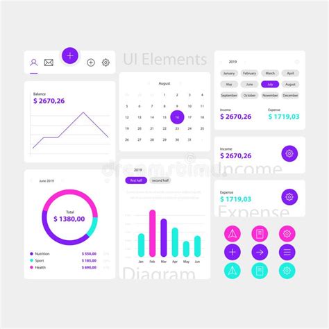 Modern Web And App Ui Elements Template Stock Illustration