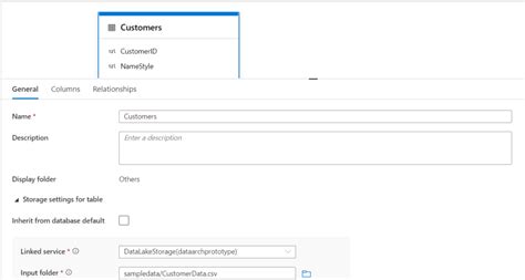 configuring tables and relationships in azure synapse lake database
