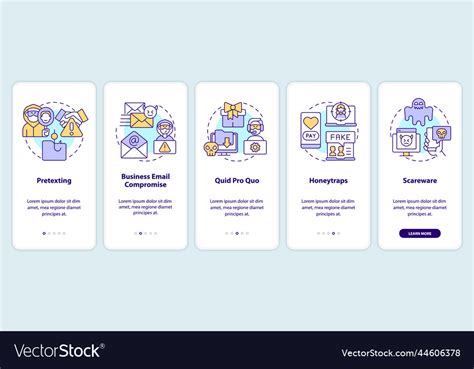 Types Of Cyberattacks Onboarding Mobile App Screen
