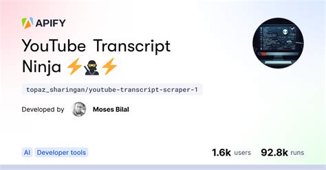 Japanese Transcript · Issues · Youtube Transcript Ninja ⚡️🥷⚡ · Apify