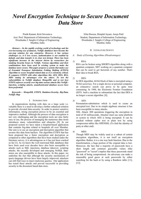 pdf novel encryption technique to secure document data store