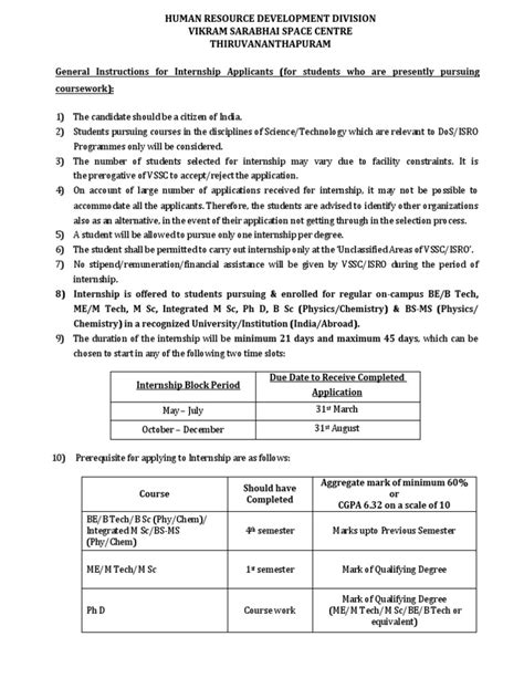 Isro Internship Vssc Pdf
