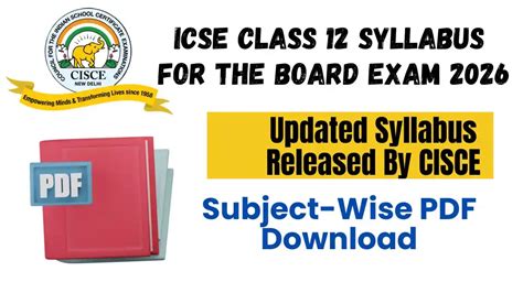Isc Class 12 Syllabus For The Board Exam 2026