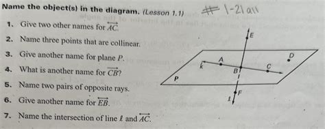 Solved Name The Object S In The Diagram Lesson Chegg