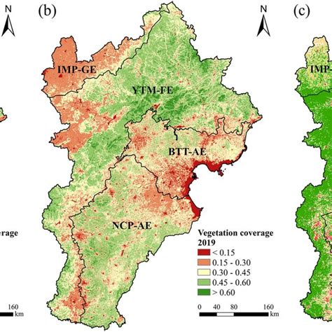 Annual Average Vegetation Coverage In 2000 A And 2019 B And Download Scientific Diagram