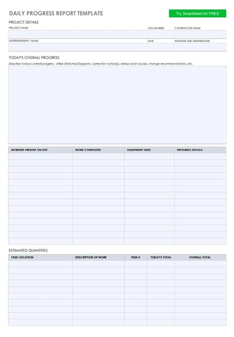 Free Progress Report Template Free Word Templates