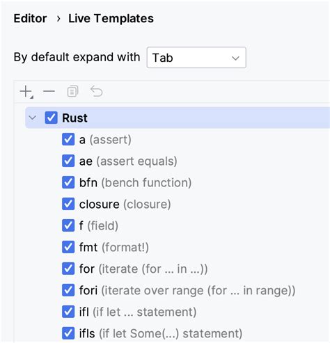 Live Templates Rustrover Documentation