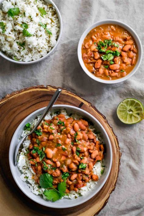 Mexican Pinto Beans And Tomatillo Cilantro Lime Rice • The Curious Chickpea