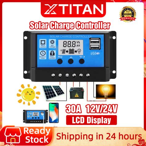 A V V Auto Solar Charge Controller PWM Controllers LCD Dual USB Output Solar Panel PV