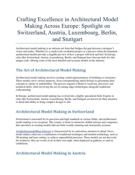Ppt Crafting Excellence In Architectural Model Making Across Europe
