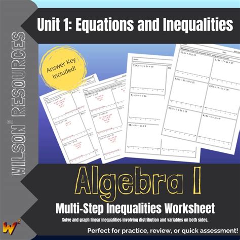 Multi Step Inequalities Worksheet Solving And Graphing Linear Inequalities