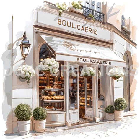Artist Sketch Drawing Of A Parisian Bakery Printparisian Bakery Sketchparis Storefront Print