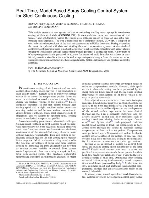 Pdf Real Time Model Based Spray Cooling Control System For Steel