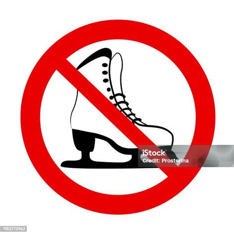 아이스 스케이팅 금지 고립 아이콘이 없습니다 빨간색 중지 기호 아이콘입니다 주의 기호 금지 구역 얼음 안전하지 않은 위험 통지 겨울 안전 디자인 경계 표지에 대한 스톡 벡터