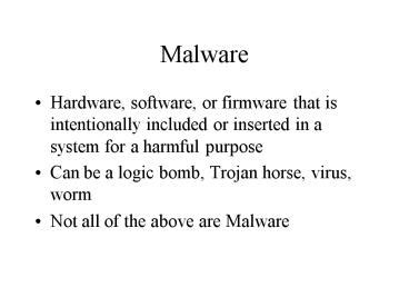 PPT Malware PowerPoint Presentation Free To View Id Bbb ZTk Y