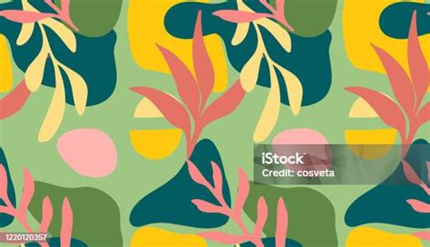 손으로 그린 다양한 모양의 원활한 패턴 낙서 개체 라인과 식물 잎 단풍 배경 패턴 다채로운 꽃 배경 추상 벡터 디자인