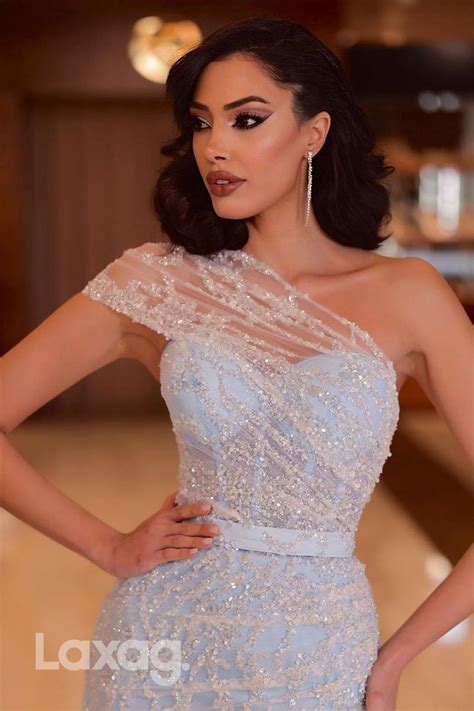22097 Aaymmetrical Sleeveless Appliques Beaded Iluusion High Slit Pr Laxag