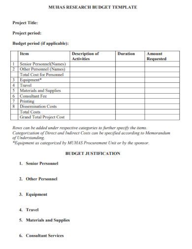 10 Project Research Budget Examples To Download