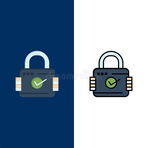Lock Padlock Security Secure Icons Flat And Line Filled Icon Set Vector Blue Background