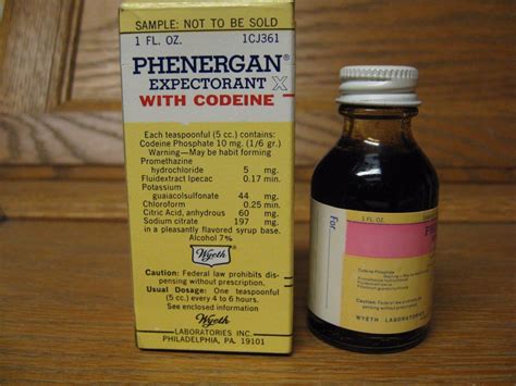 Vintage Codeine Phenergan Expectorant With Codeine 1 Oz Glass Bottle 1797088504