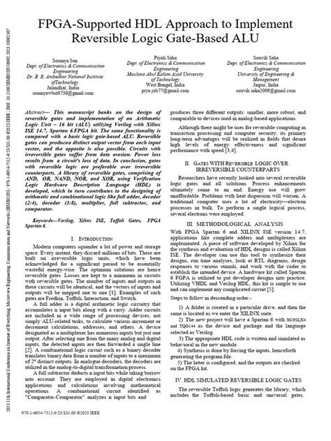 20240122123147fpga Supported Hdl Approach To Implement Reversible Logic Gate Based Alu Pdf
