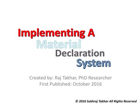 Implementing A Material Declaration System Ppt