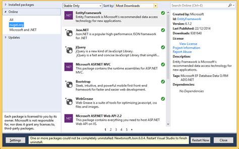 Nuget Package Manager Ui Reference Microsoft Docs