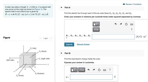Solved Review Constants Part A A Cube Has Sides Of Length Chegg
