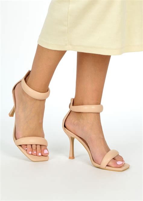 Nude Padded Heeled Sandals Shoelace Womens Shoes Bags And Fashion