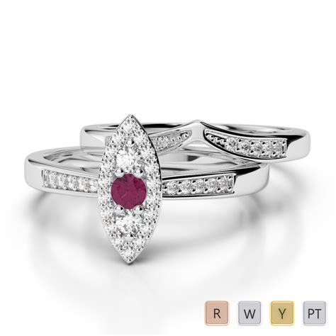 Ruby Bridal Set Rings Agandsons