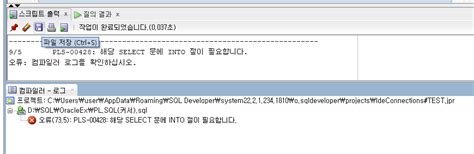 Sql Err Pls 00428 해당 Select 문에 Into 절이 필요합니다