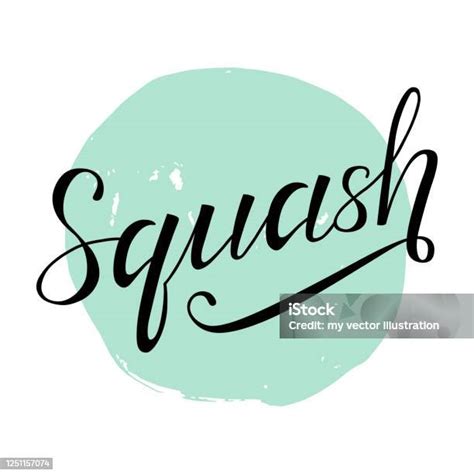 파란색 브러시 원 벡터 일러스트레이션이 있는 흰색 배경에 검은 색 글자 텍스트를 스쿼시합니다 스쿼시 서예 스포츠 피트니스 활동 벡터 디자인 로고 티셔츠 캡을 프린트하세요