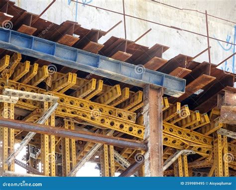 Falsework Work At The Construction Site It Consists Of Temporary Structures Used In