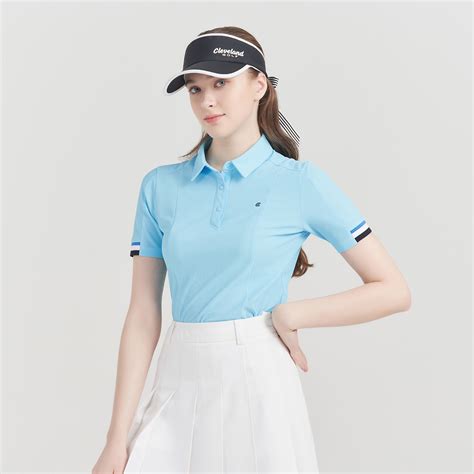 클리브랜드 골프웨어 여성 메쉬pq 3색 스트라이프 카라넥 반팔 골프티셔츠cgwts32626sb