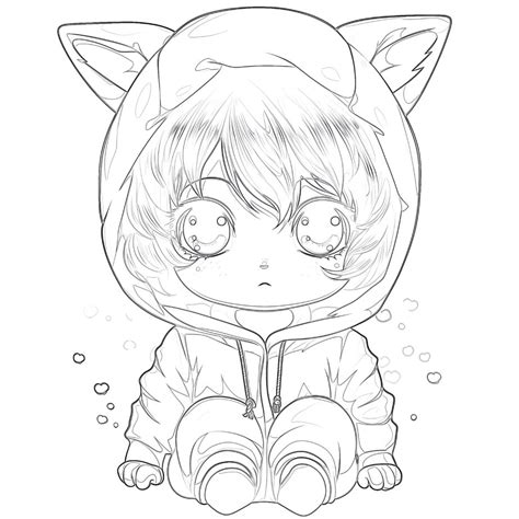 Kawaii Cute Anime Girls Coloring Pages