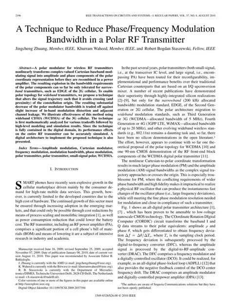 pdf a technique to reduce phase frequency modulation bandwidth in a