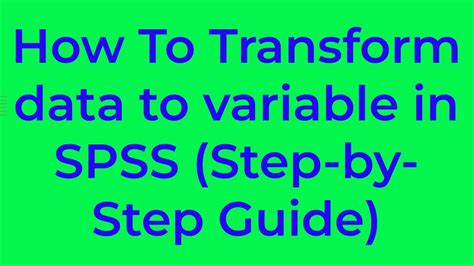 How To Transform Data To Variable In Spss Step By Step Guide In Amharic Youtube