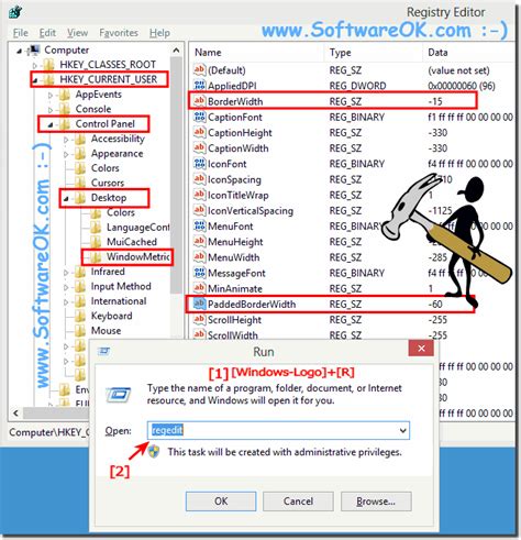 how to set custom color width of windows border on win 8 1 and 10