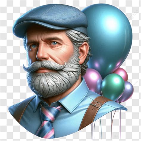 모자와 넥타이를 맨 남자 모자를 쓰고 넥타이를 매고 웃고 있는 남자 알록달록한 풍선을 들고 묶다 Png 일러스트 및 이미지 에 대한 무료 다운로드 Pngtree
