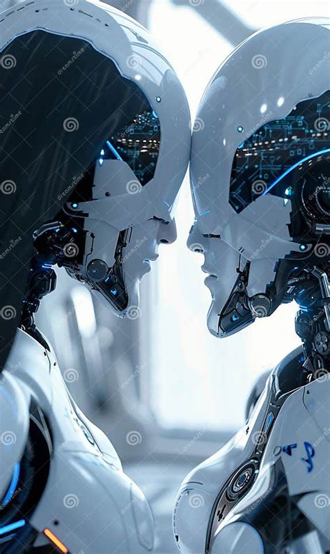 Two Robots Hugging And Looking In Eyes Cyborg Feeling And Emotions Robotics Dating And Romance