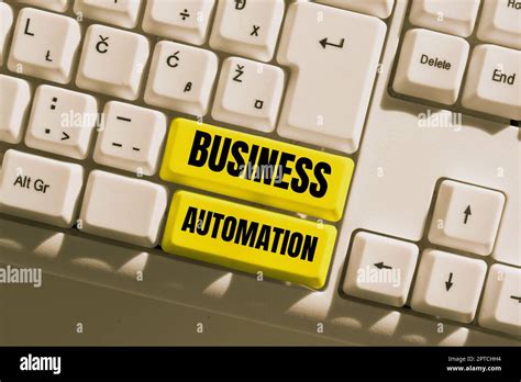 Hand Writing Sign Business Automation Business Approach Advanced Capabilities Timely