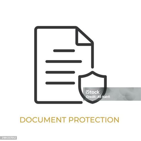 문서 보호 글리프 라인 아이콘입니다 어디에나 적용할 수 있는 가는 선 아이콘 단순하고 픽셀 완벽하며 현대적인 스타일 감시에 대한 스톡 벡터 아트 및 기타 이미지 Istock